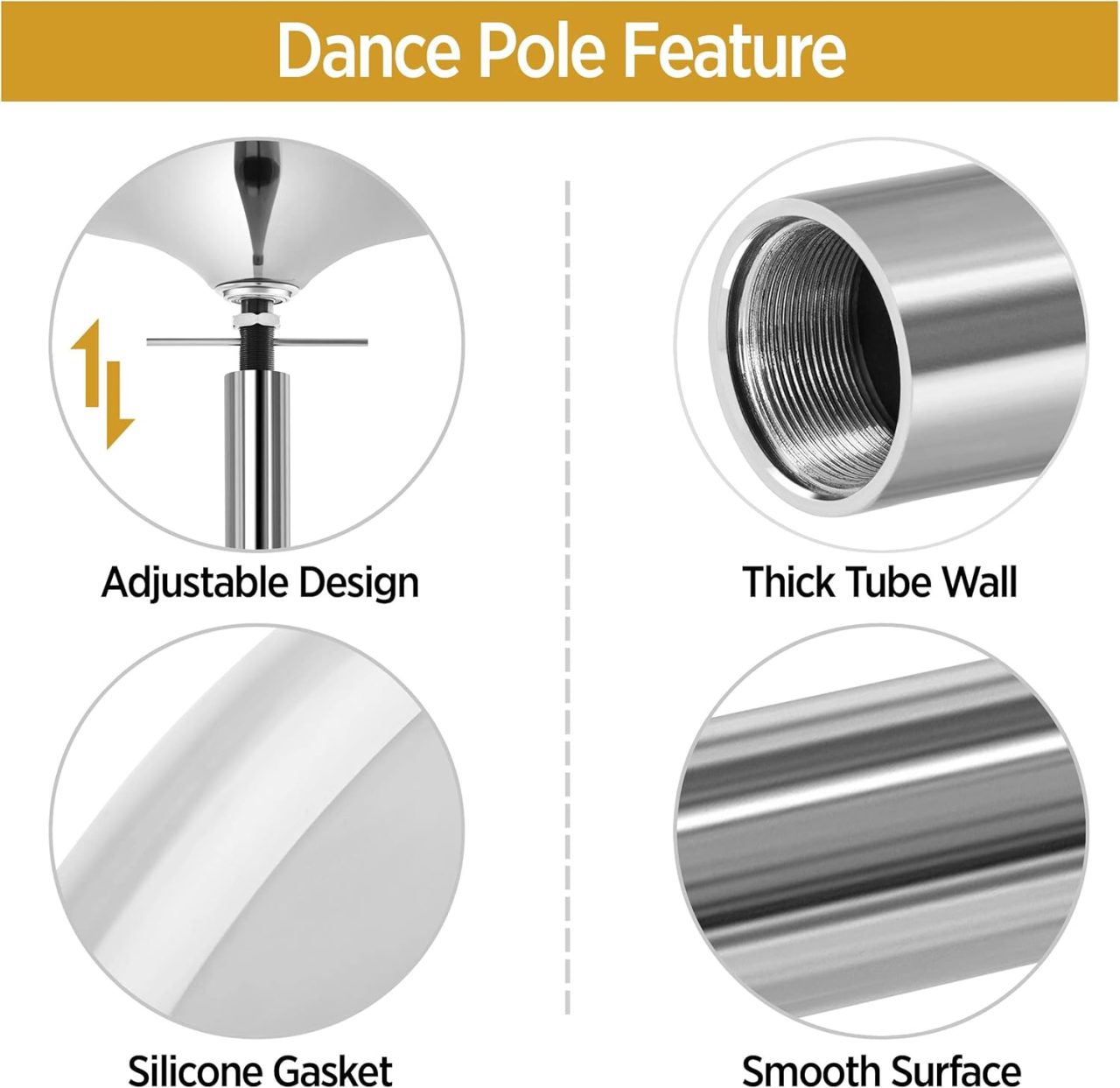 Chrome Portable Removable Dance Pole Home Kit | Video Lessons | Pole ...