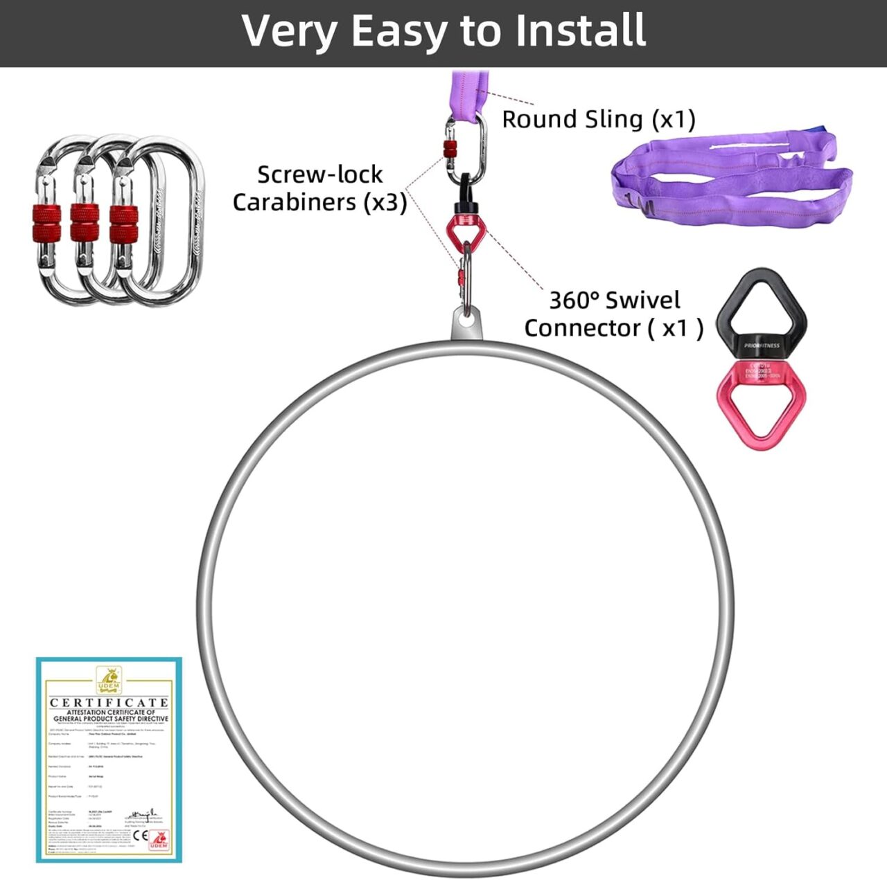 Lyra Single Point Hoop Bundle (Stainless Steel) | Pole Fitness Dancing Shop
